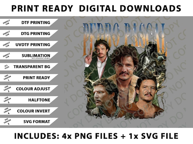 Pedro Pascal Vintage Png Bundle, SVG Files, Digital Downloads - Etsy
