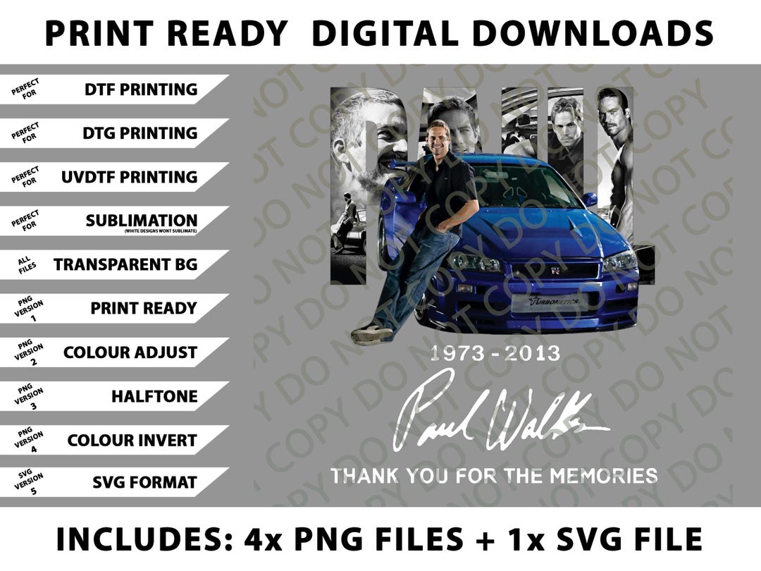 Paul Tribute Shirt, Thank Walker You for the Memories Png Bundle, SVG ...