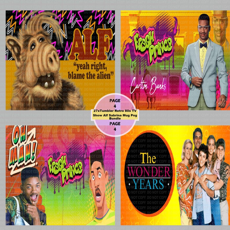 27xtumbler Retro 80s TV Show Alf Sabrina Mug Png Bundle, DTF Png ...
