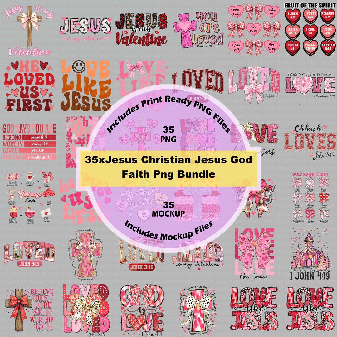 35xjesus Christian Jesus God Faith Png Bundle, DTF Png, Sublimation ...