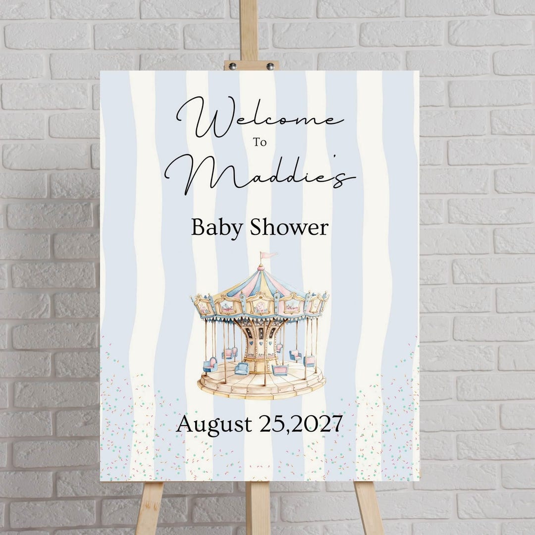 Carousel Baby Shower Welcome Sign | Pastel Carnival Theme (digital ...