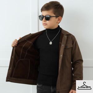 Handmade Boys Suede Leather Jacket, Classic Casual Luxury Style, Real ...