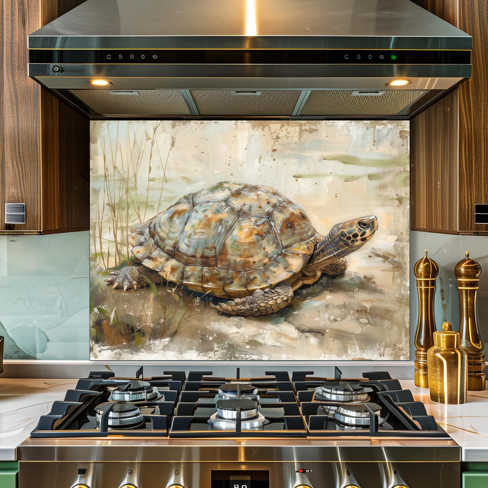 Turtle Glass Backsplash, Wildlife Animal Kitchen Wall Art, Nature Decor ...