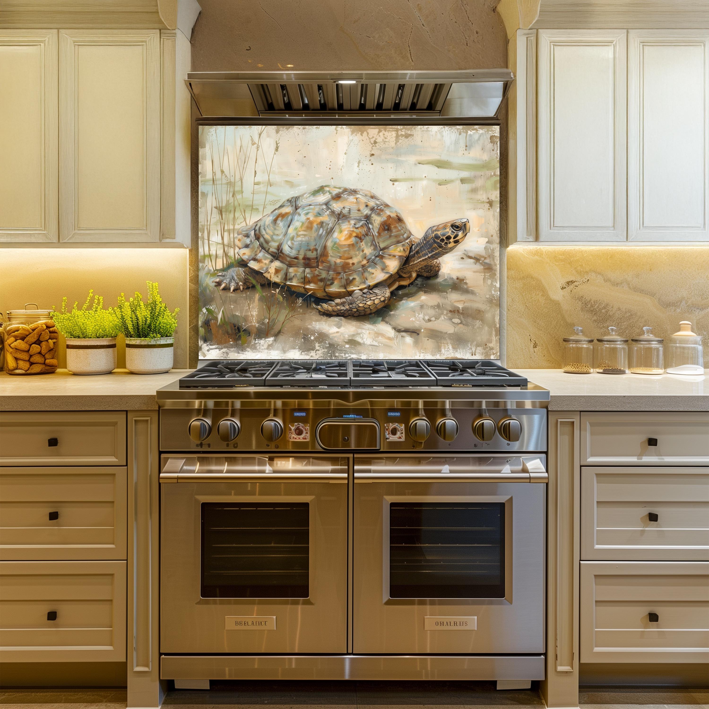 Turtle Glass Backsplash, Wildlife Animal Kitchen Wall Art, Nature Decor ...
