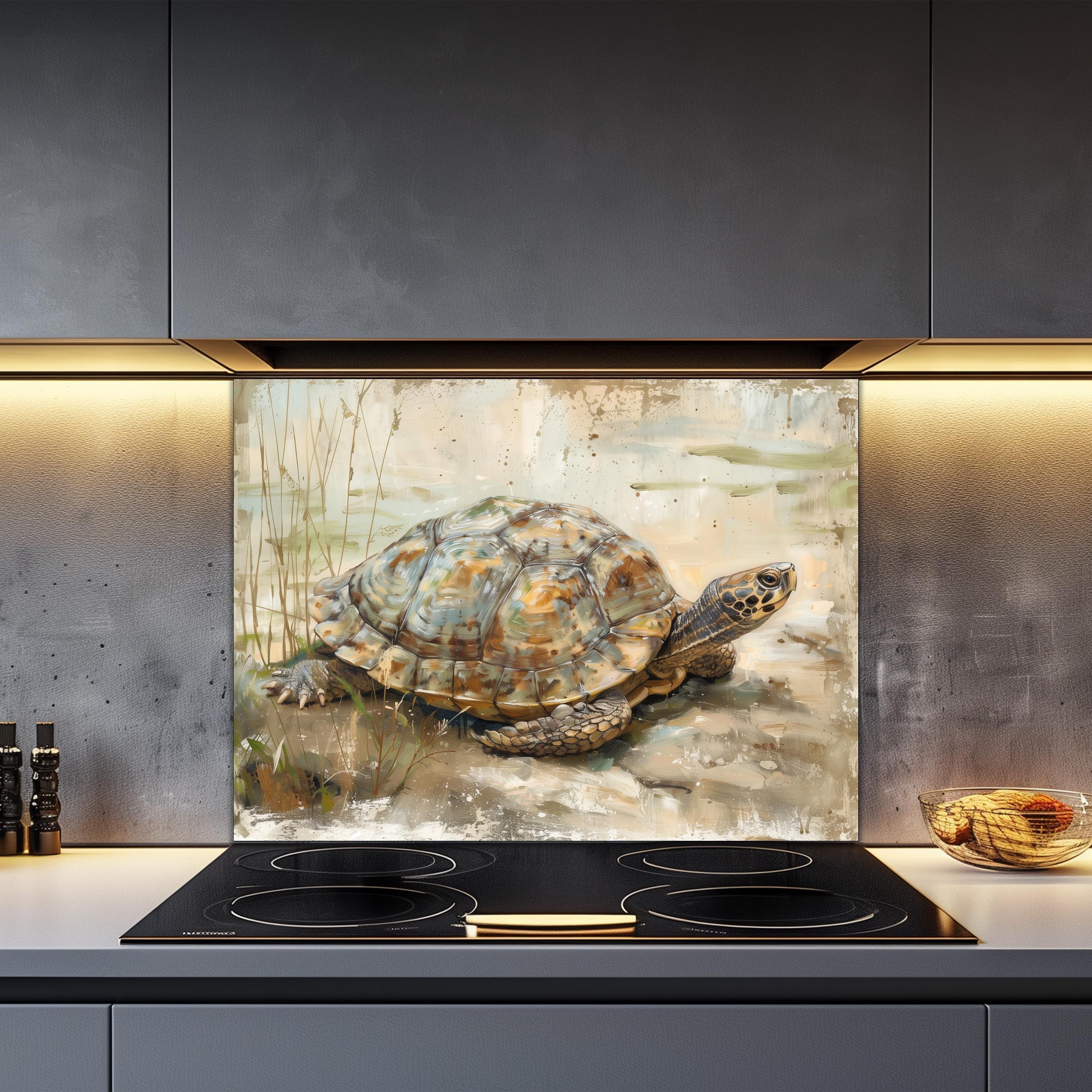 Turtle Glass Backsplash, Wildlife Animal Kitchen Wall Art, Nature Decor ...