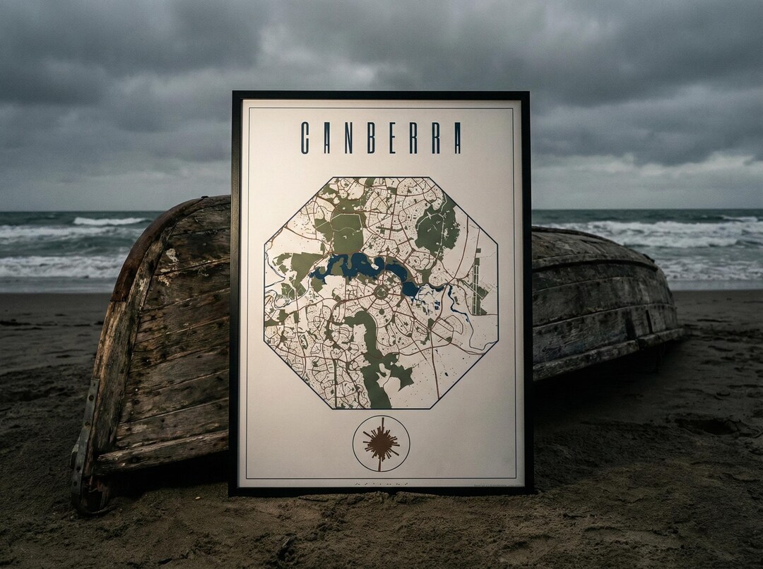 Canberra Australia City Map: Custom Color Palette Print & Digital Wall ...