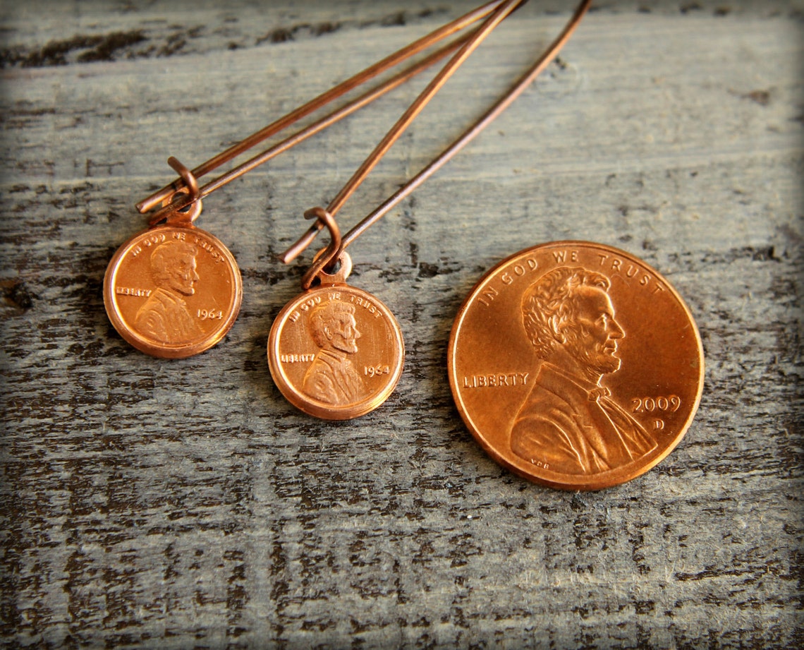 Tiny Copper Penny Earrings - Etsy