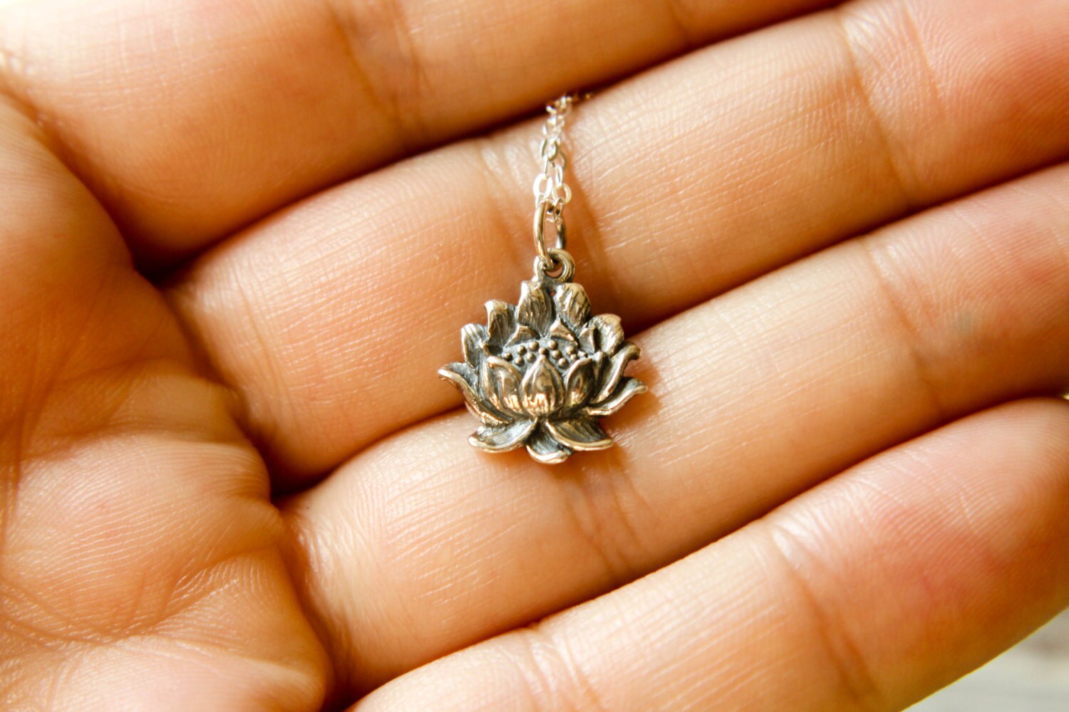 Blooming Lotus Flower Necklace in Sterling Silver | Etsy