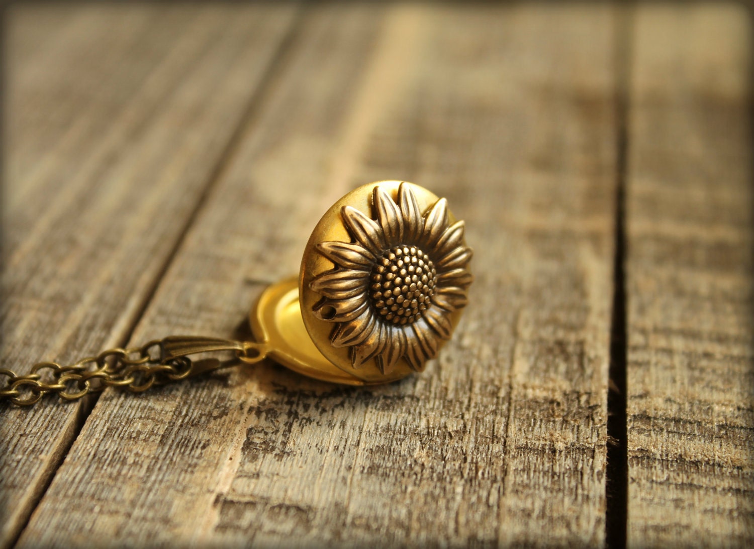 Sunflower Locket Necklace | Etsy