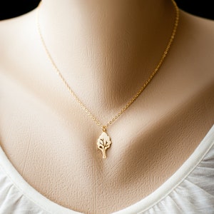 Little Tree Necklace, Available in Silver and Gold, Single Leafy Tree ...