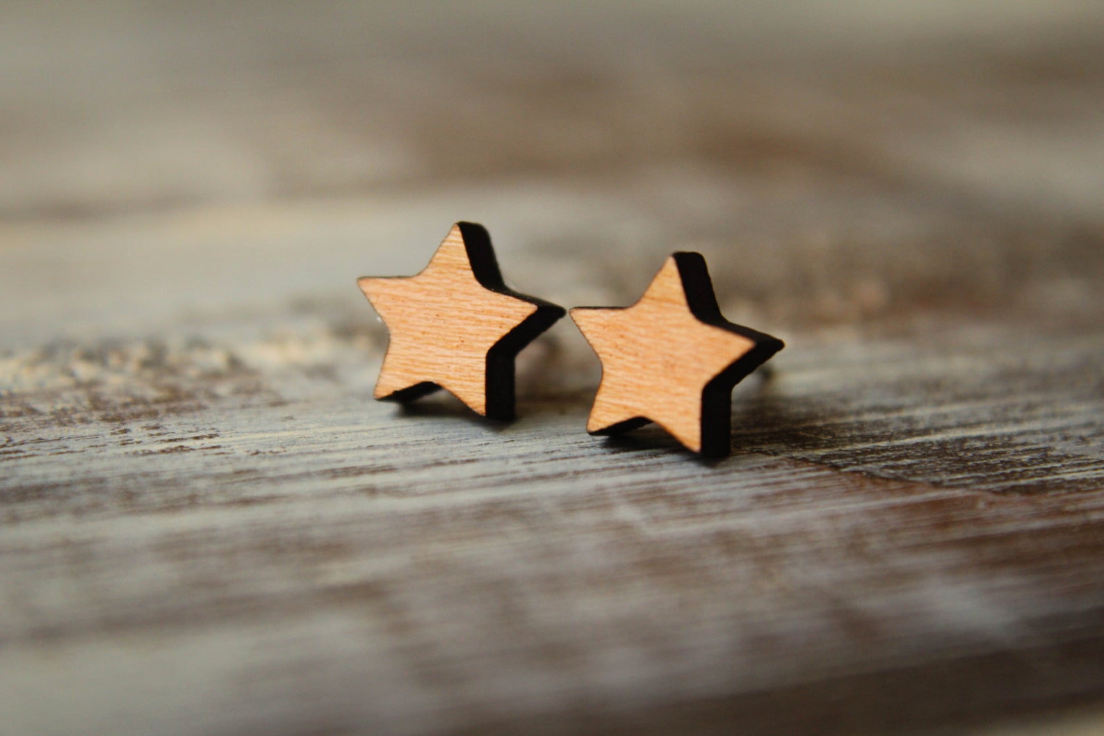 Star Stud Earrings Laser Cut Wood - Etsy