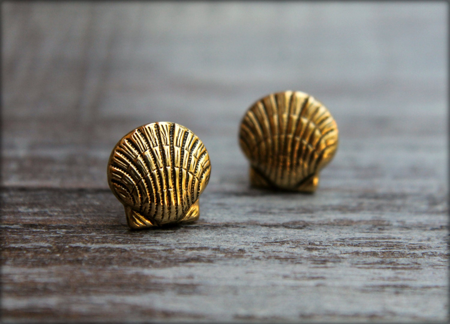 Seashell Earrings Available in Aged Copper or Antiqued Gold - Etsy