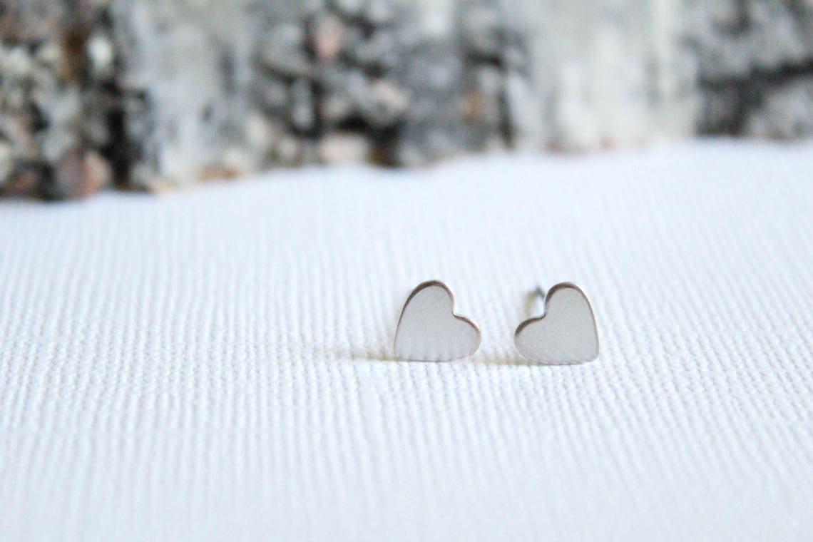 Itty Bitty Heart Earring Studs in Raw Brass Raw Copper or - Etsy