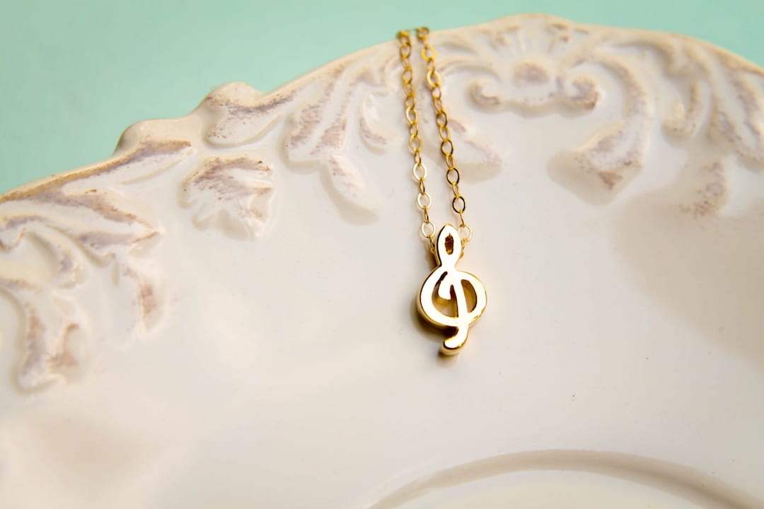 Treble Clef Necklace in Vermeil and Gold Filled - Etsy