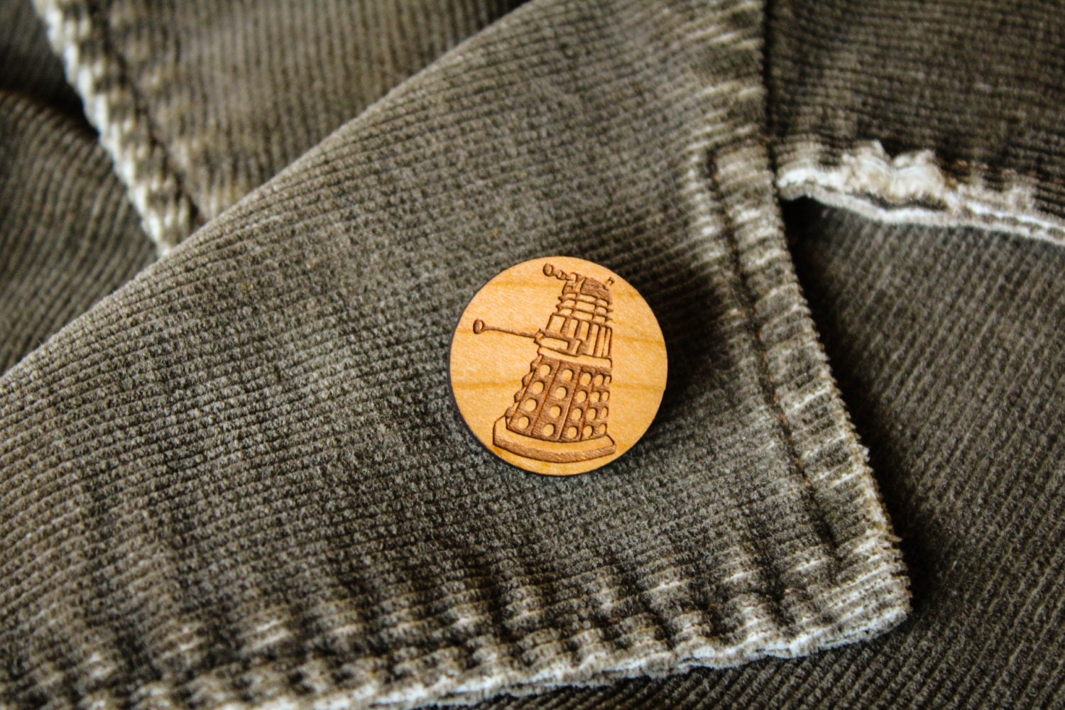 Dalek Brooch, Laser Wood Cut - Etsy