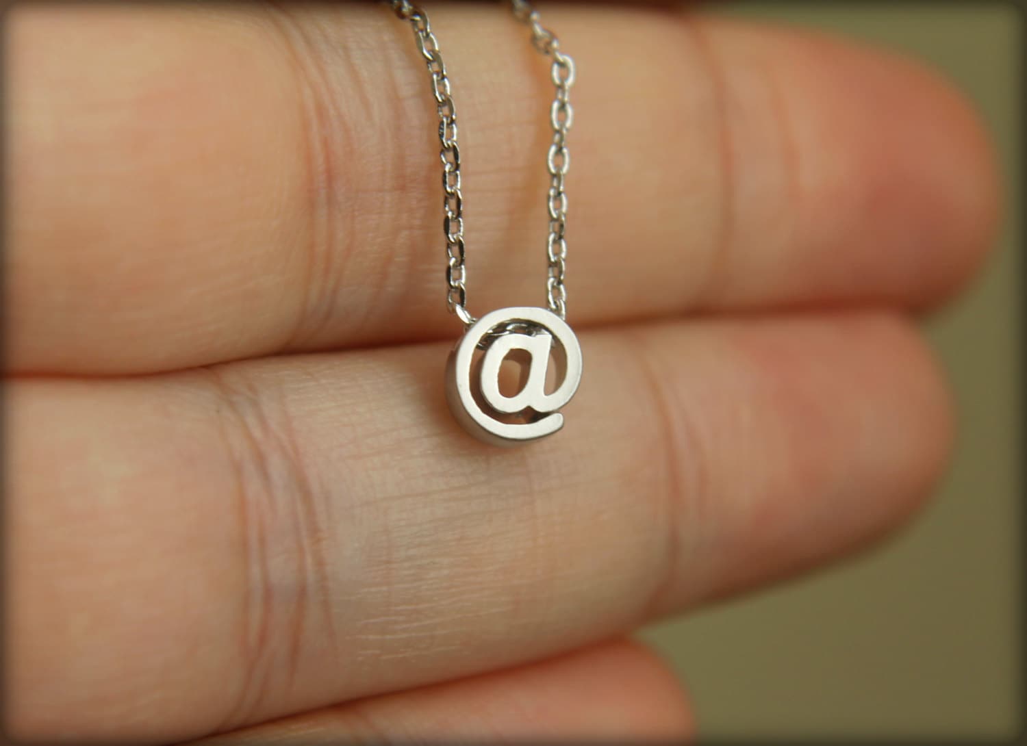 At Symbol Sign Necklace Available in Silver and Gold | Etsy