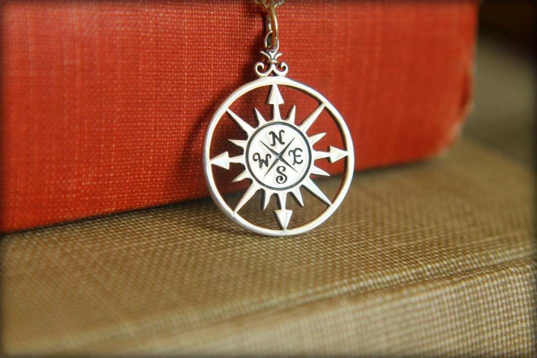 Compass Rose Necklace in Sterling Silver or Bronze and Gold Filled - Etsy