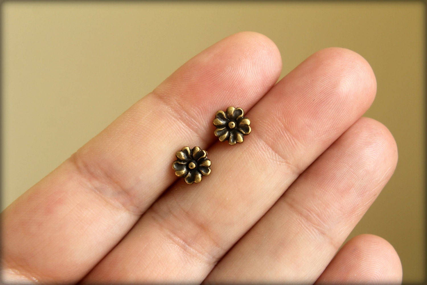 Small Flower Earring Posts, Available in Antique Gold, Antique Silver ...