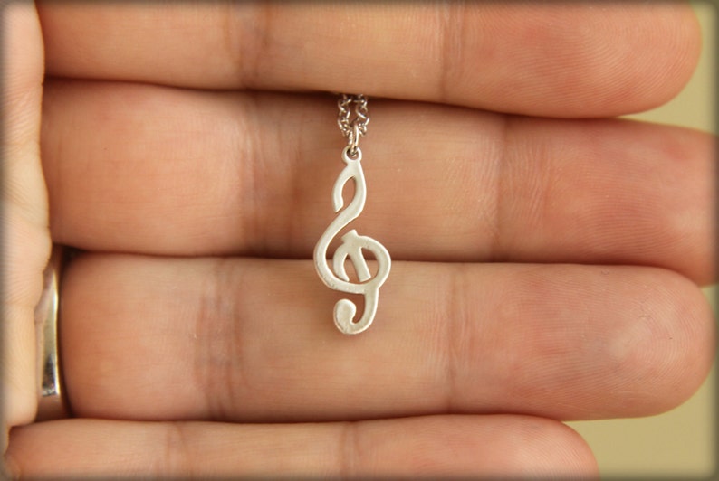 Treble Clef Necklace, Available in Silver and Gold - Etsy