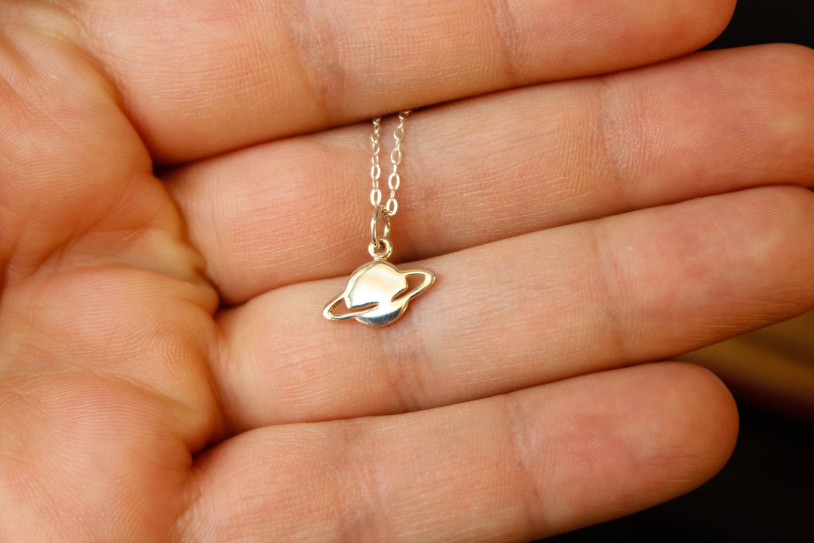 Saturn Necklace in Sterling Silver - Etsy