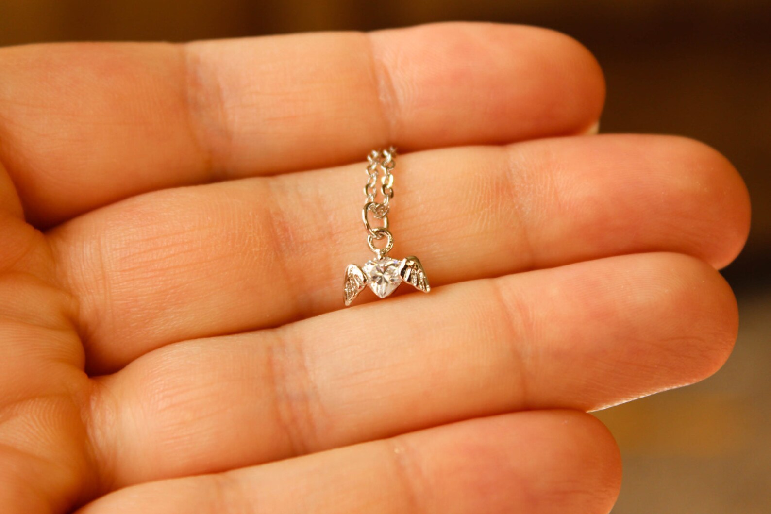 Little Angel Wing Diamondnecklace, Available in Silver and Gold - Etsy