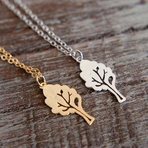 Little Tree Necklace, Available in Silver and Gold, Single Leafy Tree ...