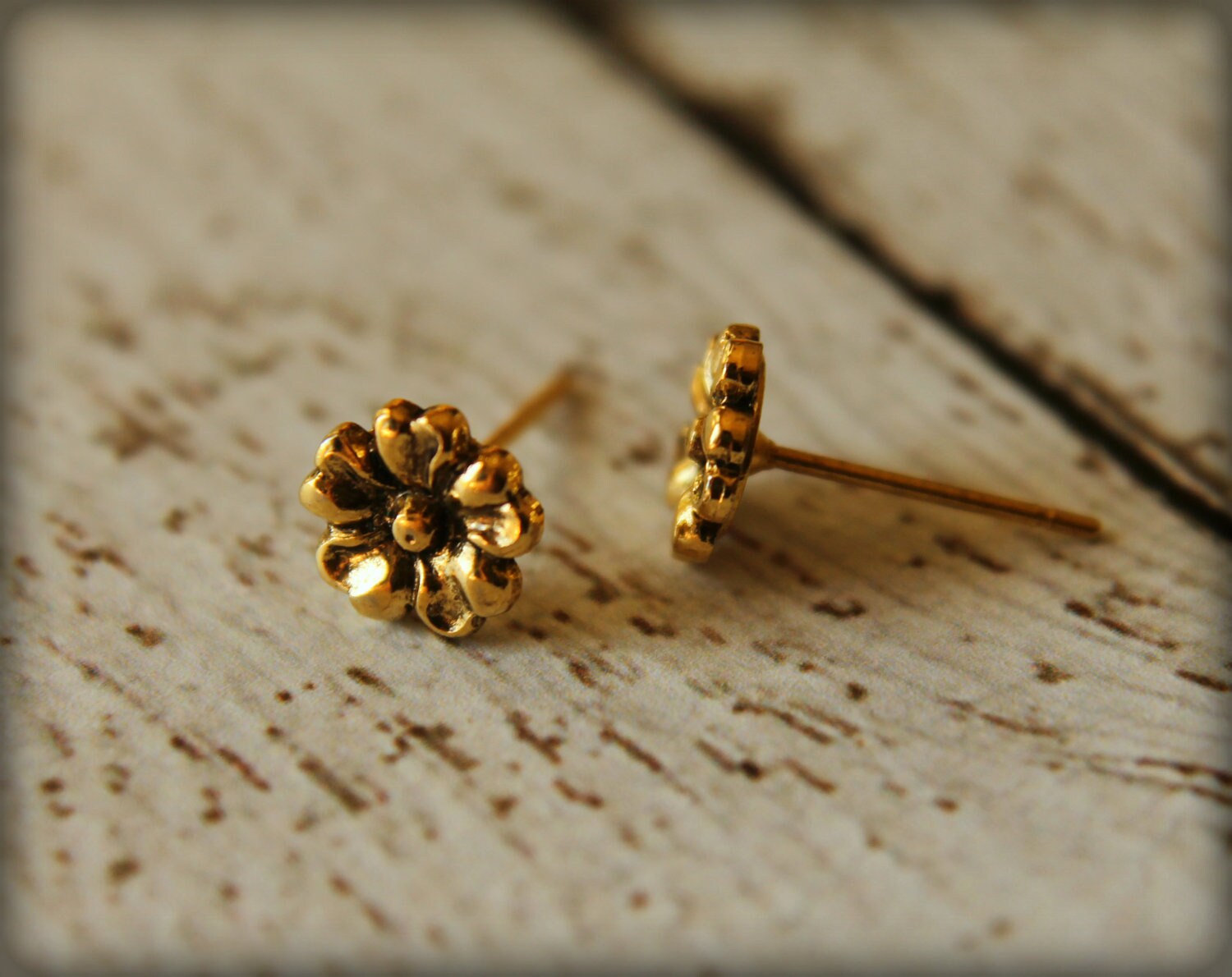 Small Flower Earring Posts, Available in Antique Gold, Antique Silver ...