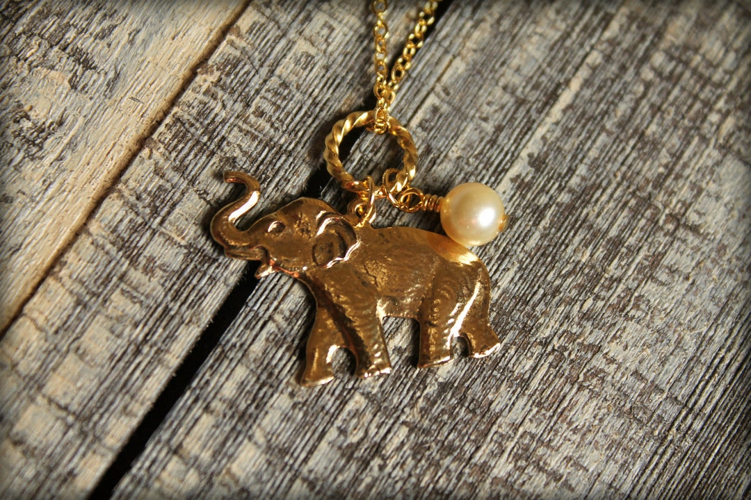 Roaring Elephant Necklace in Gold - Etsy