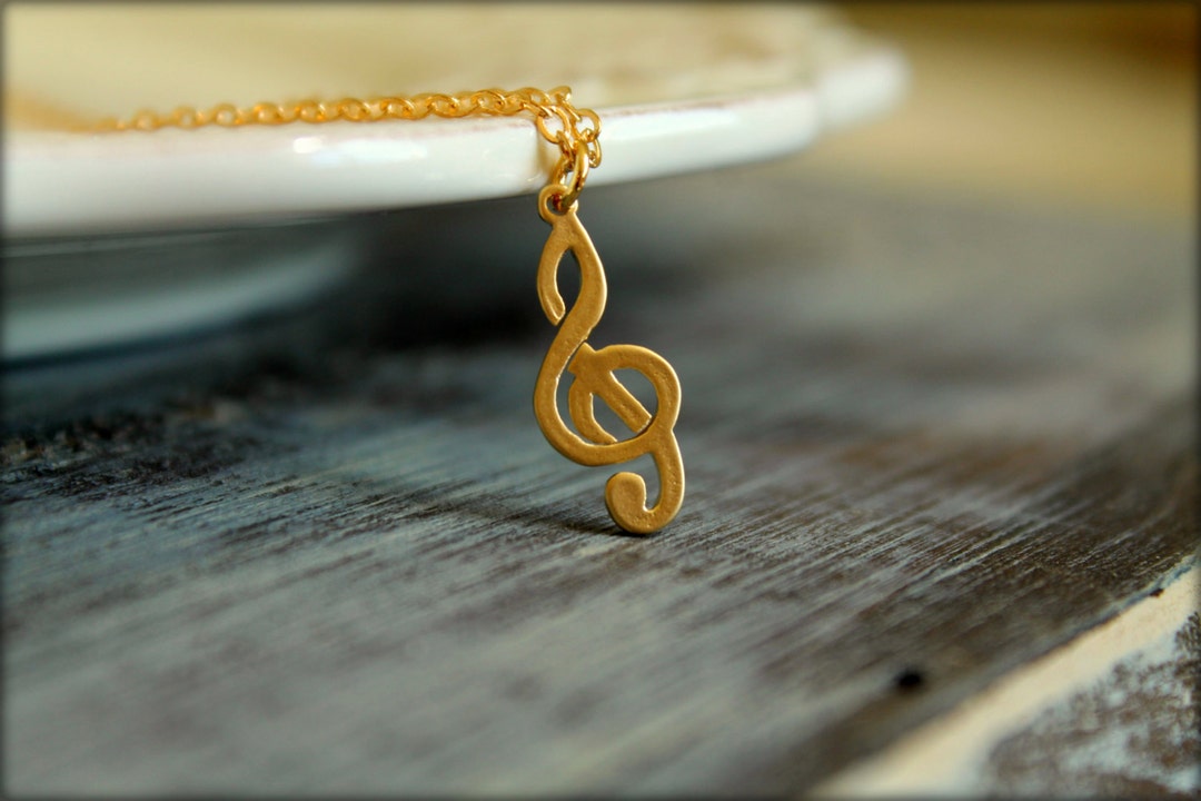 Treble Clef Necklace, Available in Silver and Gold - Etsy