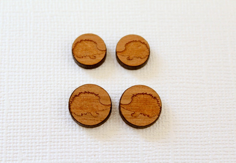 Hedgehog Disc Studs Laser Cut Wood Earrings | Etsy