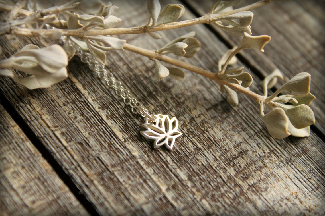 Lotus Flower Necklace in Sterling Silver - Etsy