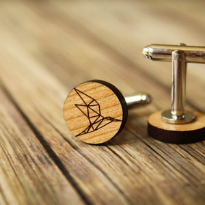 Origami Bird Cuff Links Laser Cut Wood Japanese Folded Paper - Etsy