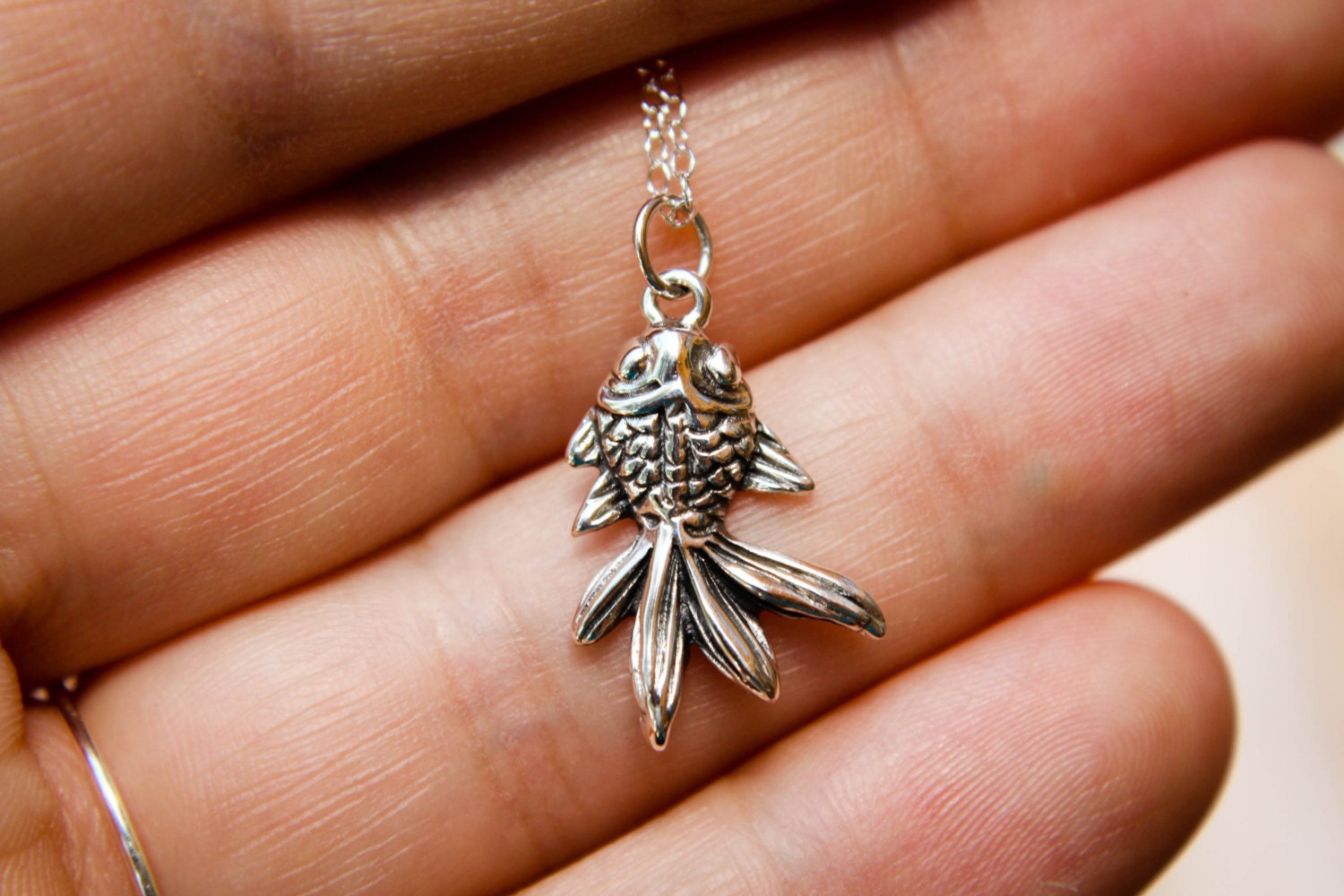 Goldfish Necklace in Sterling Silver - Etsy