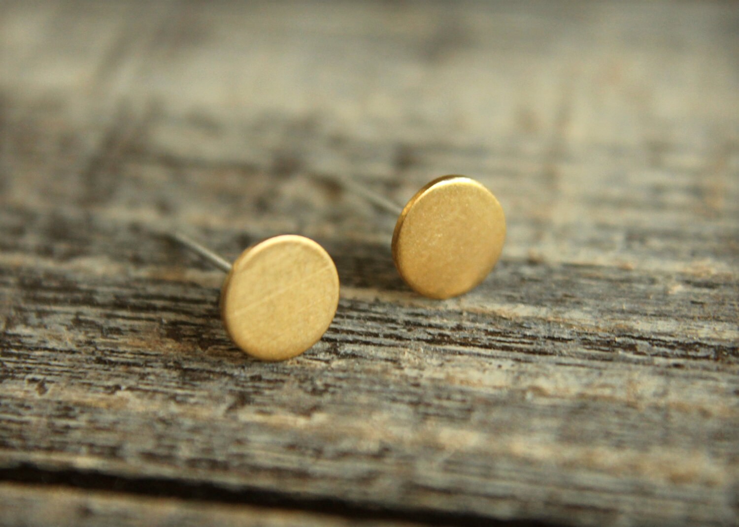 Tiny Round Circle Earring Studs in Raw Brass or Silver Plated | Etsy