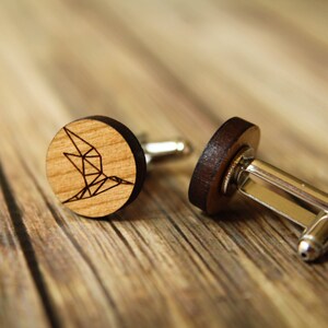 Origami Bird Cuff Links Laser Cut Wood Japanese Folded Paper - Etsy
