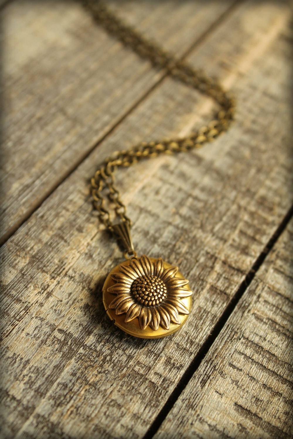 Sunflower Locket Necklace | Etsy