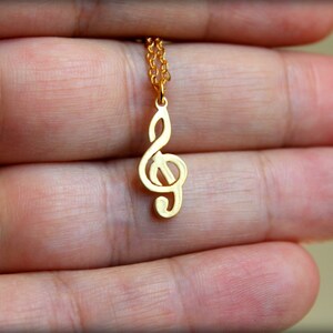 Treble Clef Necklace, Available in Silver and Gold - Etsy