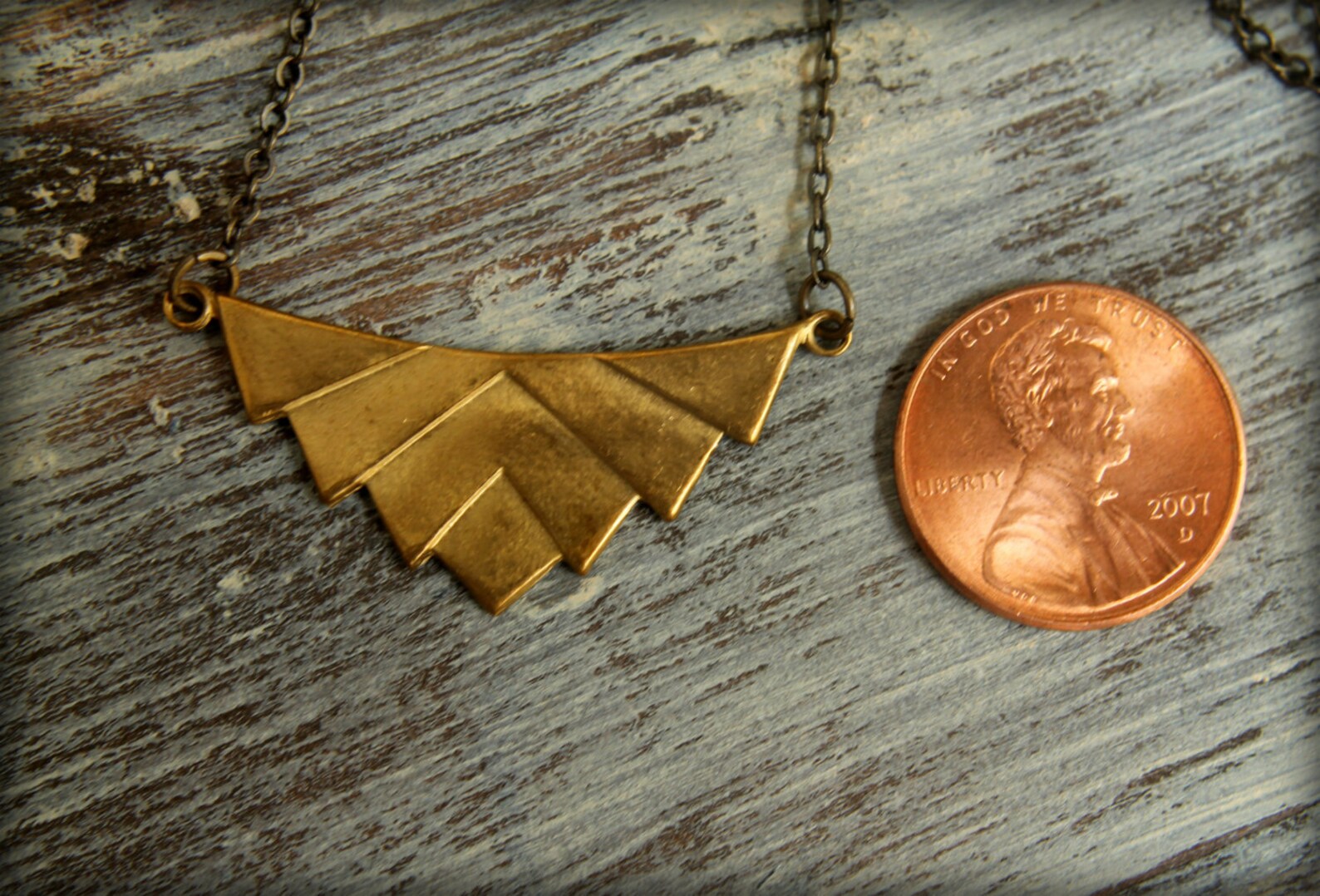 Cascading Chevron Necklace, Available in Raw and Aged Brass and Silver ...