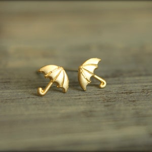 Tiny Umbrella Earring Studs, Available in Multiple Finishes, Stainless Steel Posts - Etsy