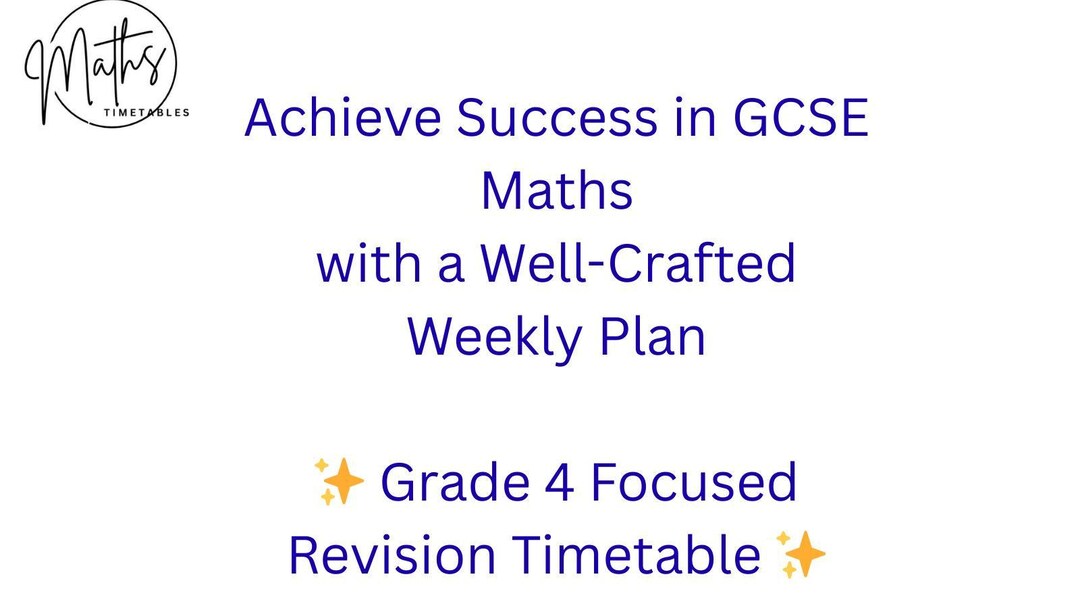 GCSE Maths Grade 4 Revision Timetable – Structured Weekly Revision List ...