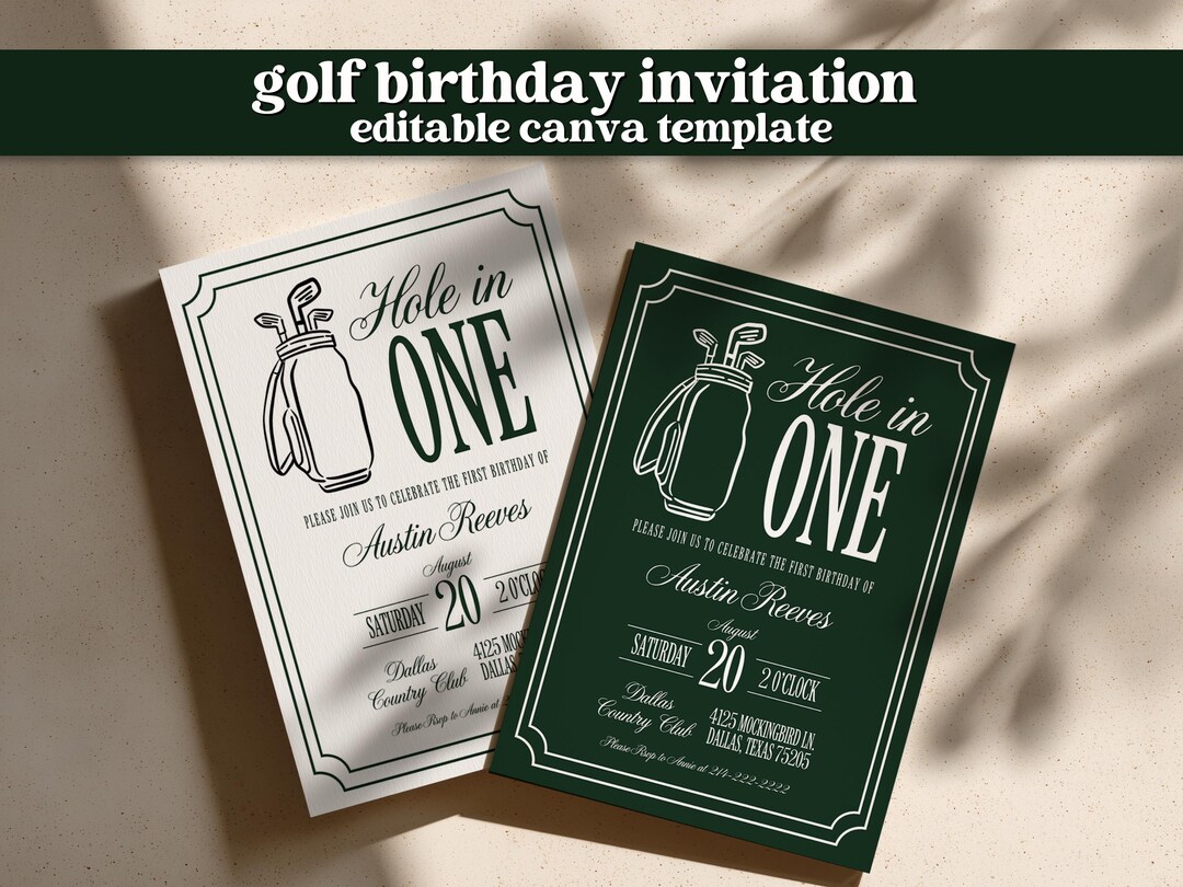 Golf 1st Birthday Invitation Template | Hole in One | Golf Cocktail ...