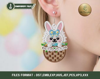 FSL Easter Egg Lace Earrings Machine Embroidery Design, Free Standing ...
