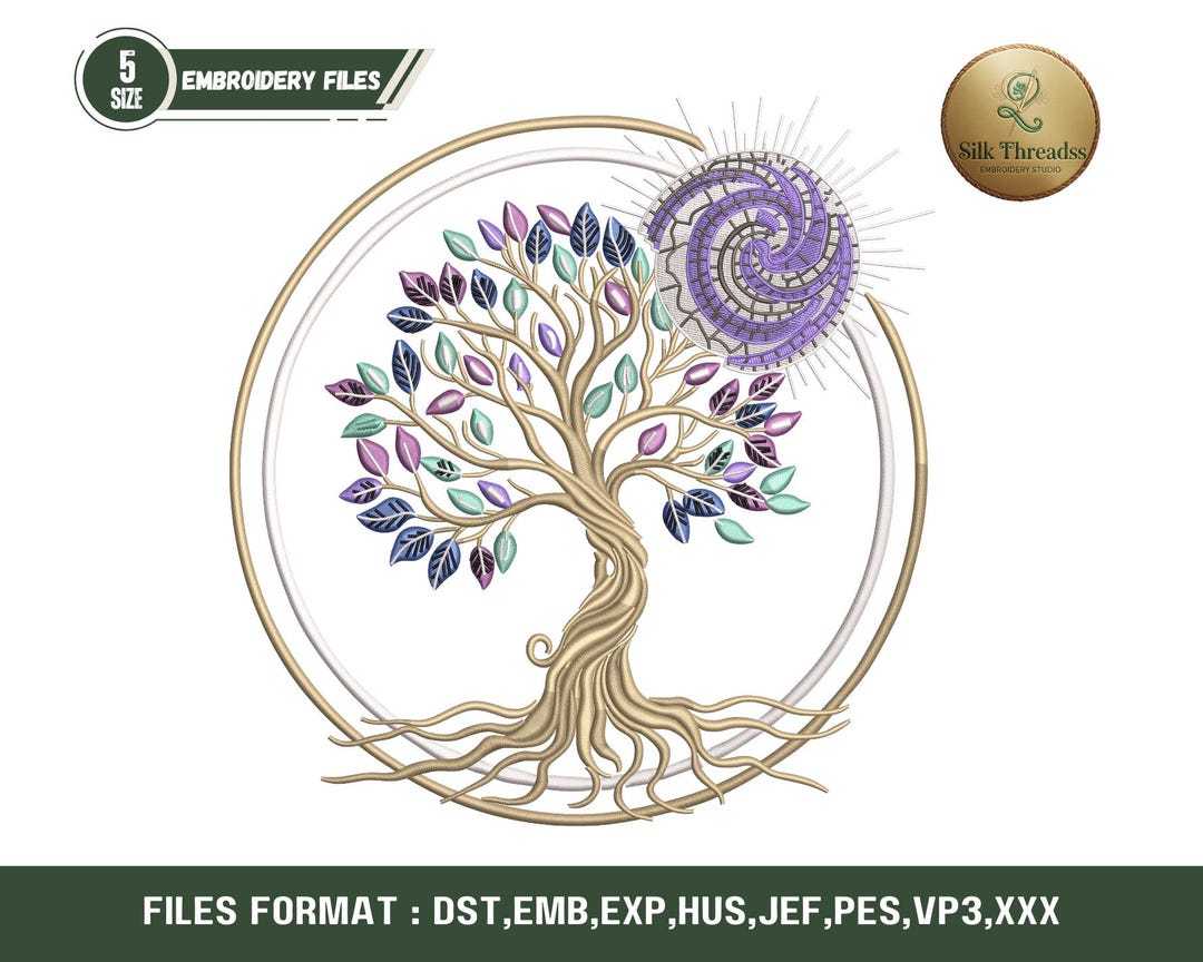 Sun Tree of Life Embroidery Design for Machine Embroidery, Boho ...