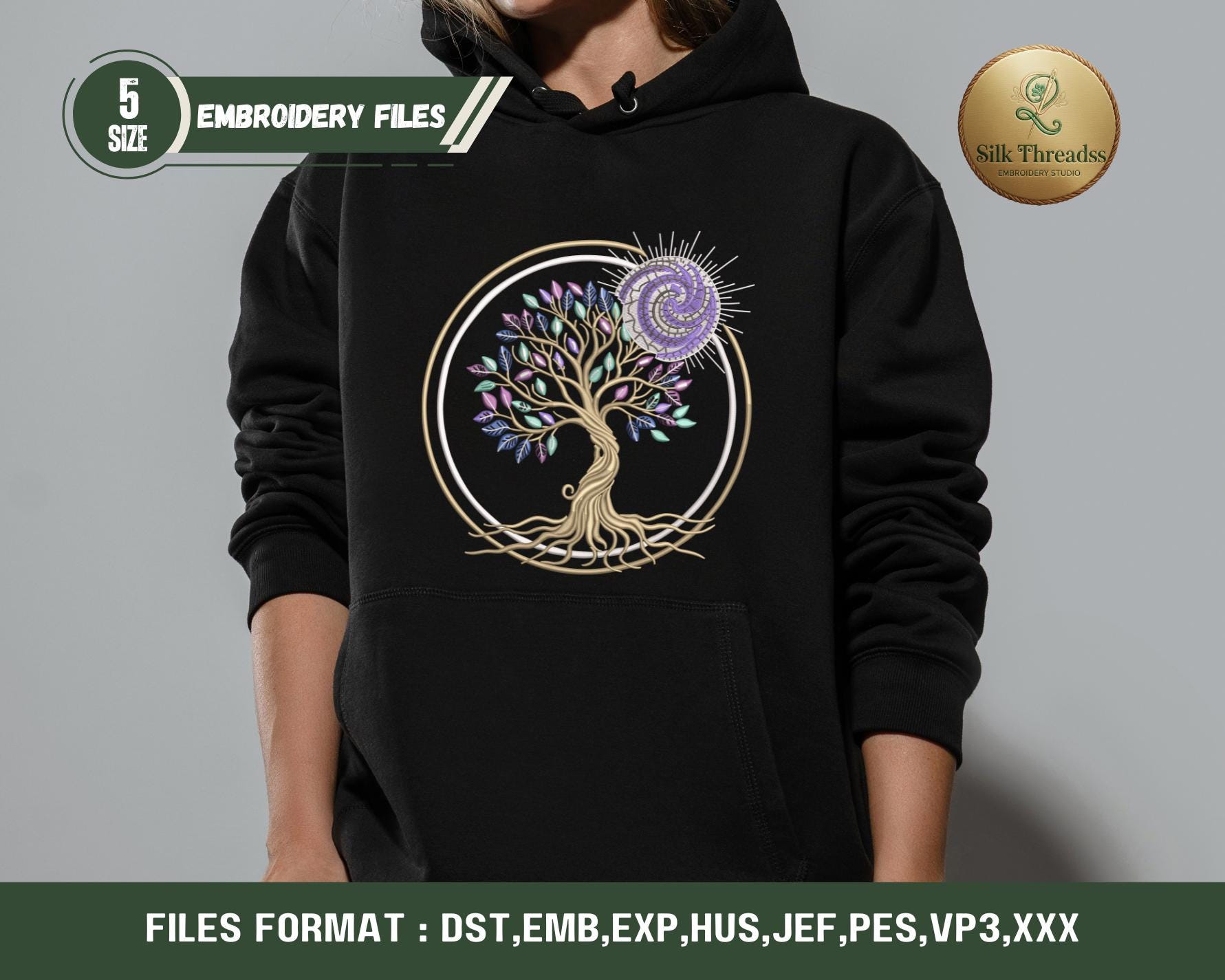 Sun Tree of Life Embroidery Design for Machine Embroidery, Boho ...