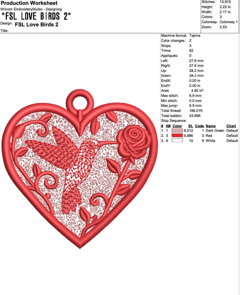 FSL Valentine Heart Earrings Machine Embroidery Design, Freestanding ...