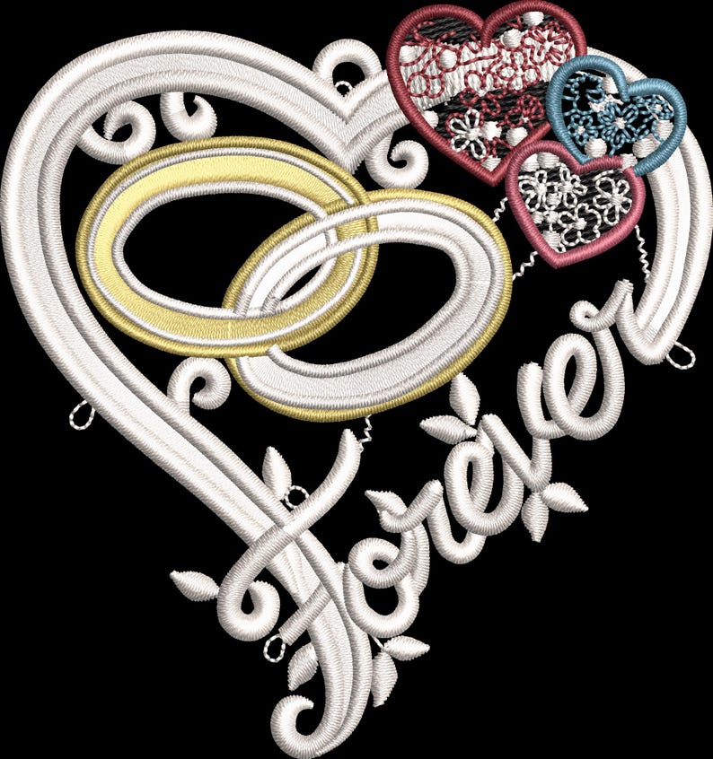 FSL Love Rings Embroidery Design, Heart Connection (digital Download ...