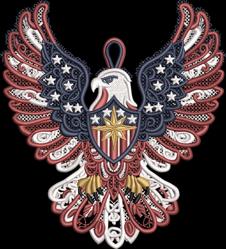 American Eagle FSL Embroidery Design – Free Standing Lace Eagle Pattern ...