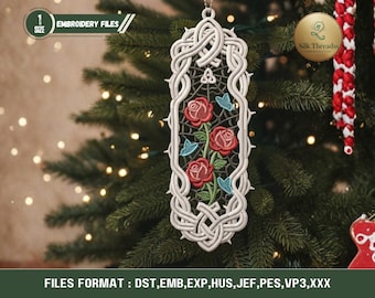 FSL Rose Bookmark Machine Embroidery Design Instant Download Free ...