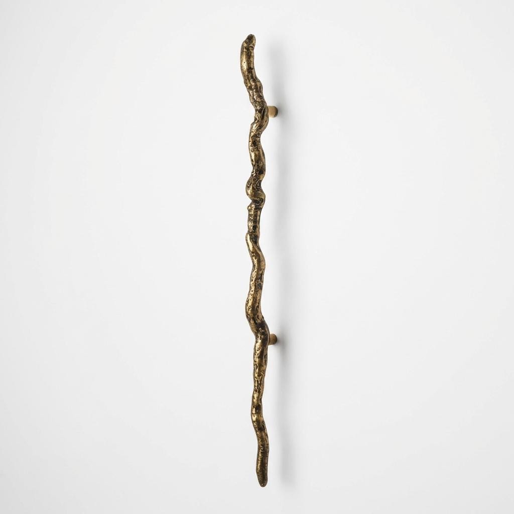 Organic Sculpted Brass Door Handle – Hand-textured Wavy Pull for Luxury ...
