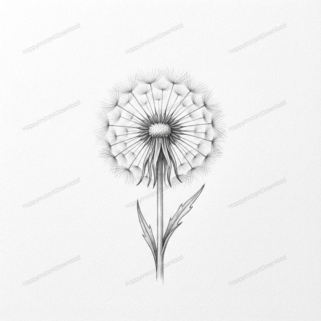Printable Dandelion Pencil Artwork, Wall Art, Nature Wall Decor, House ...